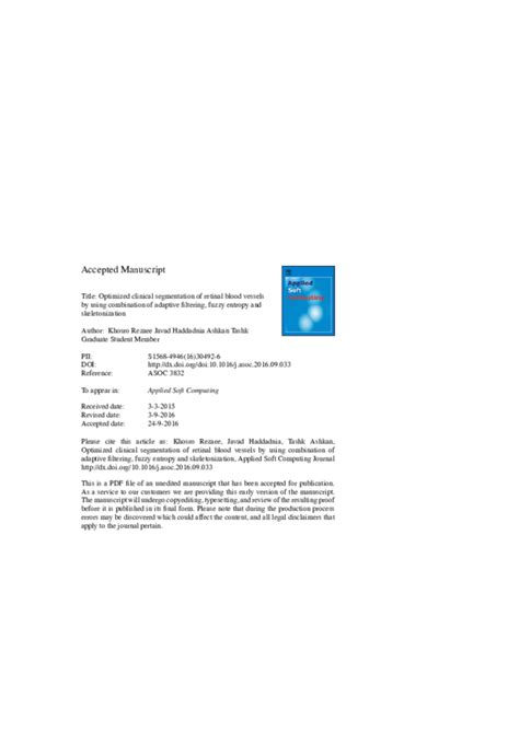 Pdf Optimized Clinical Segmentation Of Retinal Blood Vessels By Using