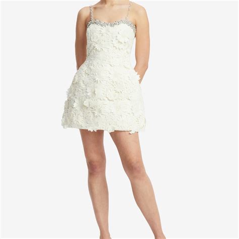 Sophia Embellished Lace Mini Dress Snow Leo Lin