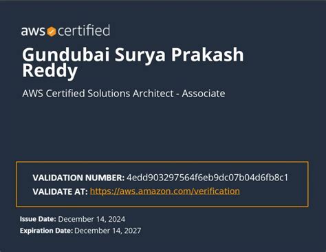 surya prakash reddy gundubai on linkedin aws certification