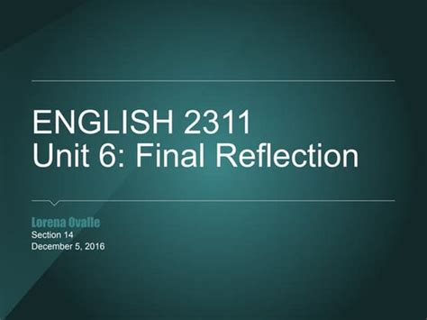 The Final Reflection Pptx