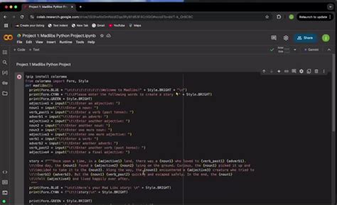 Genai Madlibs Pythonprojects Funwithpython Creativecoding Jamila Yaqoob Dhedhi