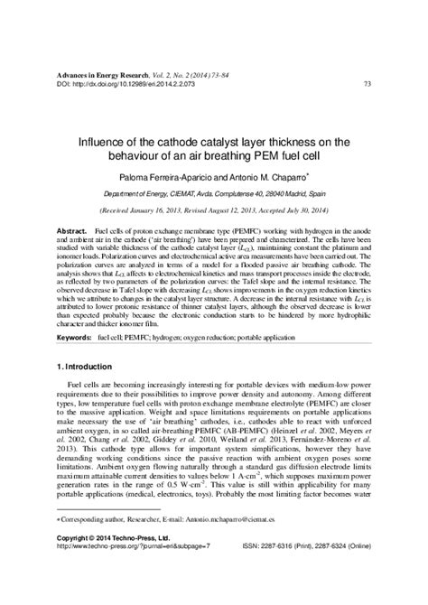 Pdf Influence Of The Cathode Catalyst Layer Thickness On The