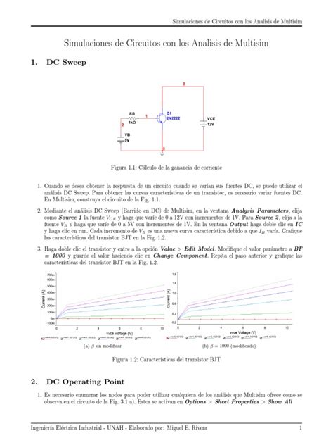Multisim Guide Pdf Transistor De Unión Bipolar Point And Click