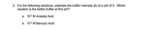 Solved 2 For The Following Solutions Estimate The Buffer