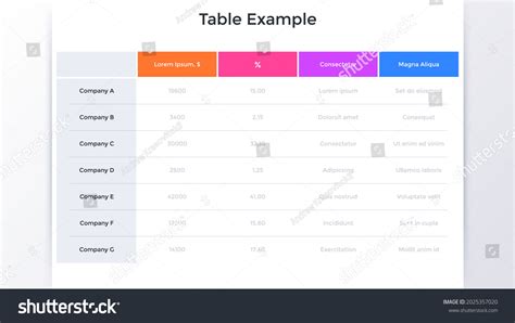 Modern Table Columns Rows Concept Structured Stock Vector Royalty Free