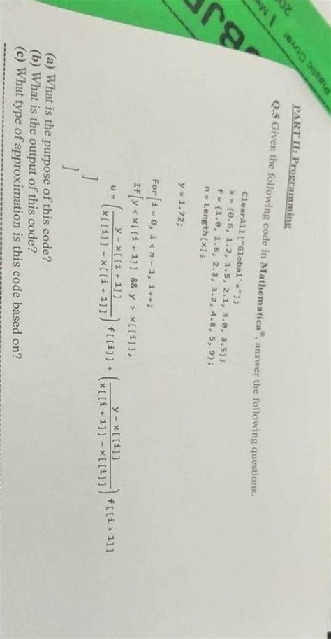 q 5 given the following code in mathematica answer