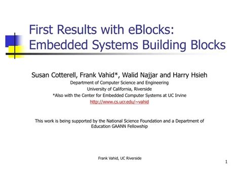 Ppt First Results With Eblocks Embedded Systems Building Blocks
