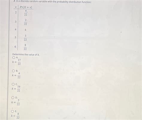 Solved x ﻿is a discrete random variable with the probability | Chegg.com