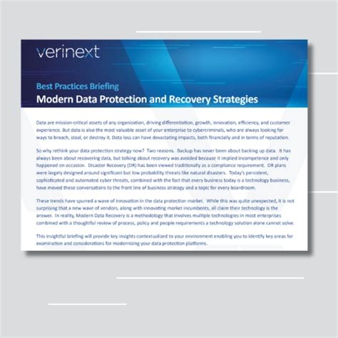 Modern Data Protection And Recovery Strategies Tech Briefing Verinext