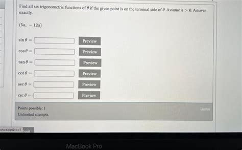 solved find all six trigonometric functions of θ if the