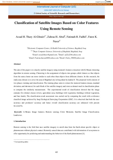 Pdf Classification Of Satellite Images Based On Color Features Using Remote Sensing