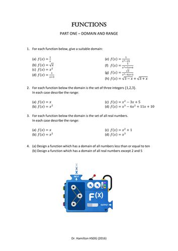 Functions Domain Range Composite Teaching Resources
