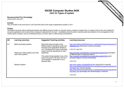 Igcse Computer Studies 0420 Unit 10