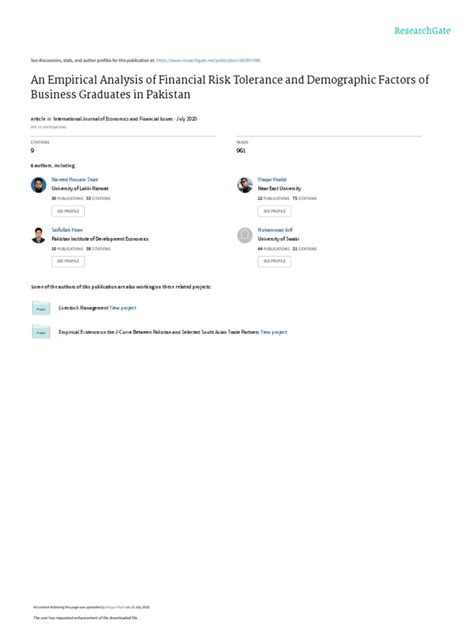 An Empirical Analysis Of Financial Risk Tolerance And Demographic Factors Of Business Graduates