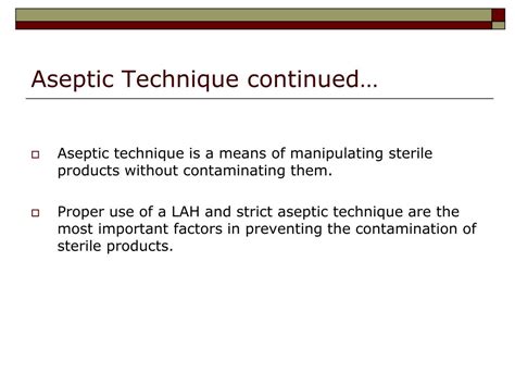 Ppt Aseptic Technique Sterile Compounding Intravenous And Admixture Powerpoint Presentation