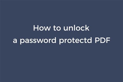 How To Unlock A Password Protected PDF PCtoolsshare
