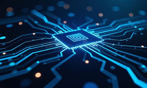 Circuit Board Digital Network Blue Glowing Lines Technological Stock