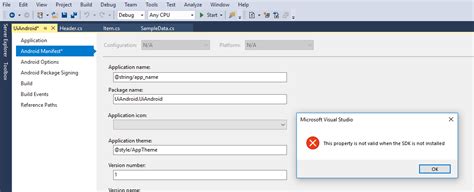 xamarin android this property is not valid when the sdk is not