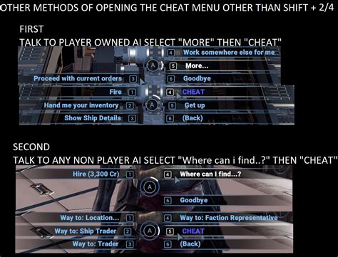 OTHER METHODS OF OPENING THE CHEAT MENU Image Iseeu Mods For X Foundations Game For X