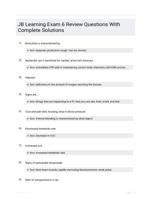 JB Learning Exam Review Questions With Complete Solutions