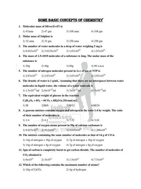 Some Basic Concepts Of Chemistry Pdf Mole Unit Gases