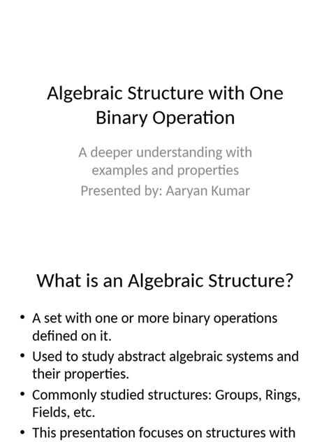 Algebraic Structure Detailed Pdf Group Mathematics Multiplication