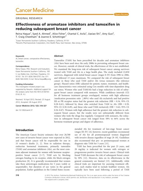 Effectiveness Of Aromatase Inhibitors And Tamoxifen In Reducing