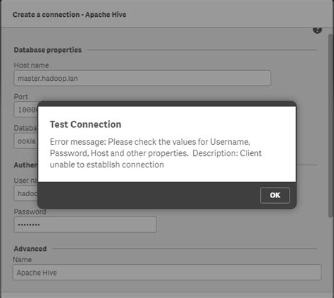 qliksense connecting to qlik sense to apache hive stack overflow