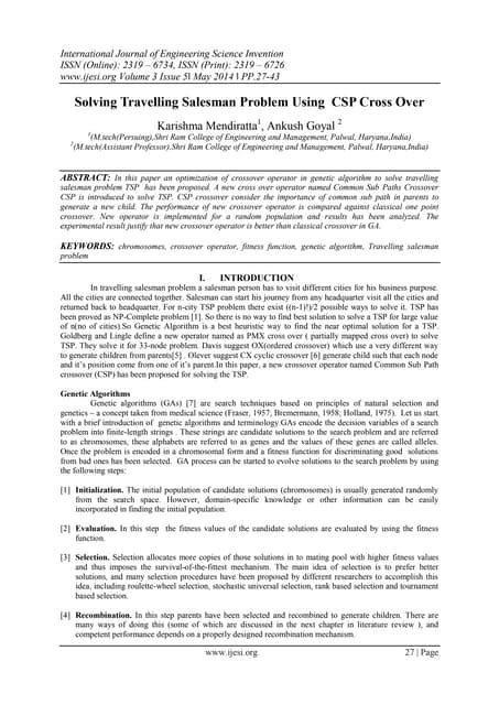Genetic Algorithm For The Traveling Salesman Problem Using Sequential Constructive Crossover