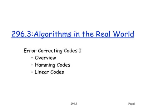 error correcting codes hamming codes linear codes ppt