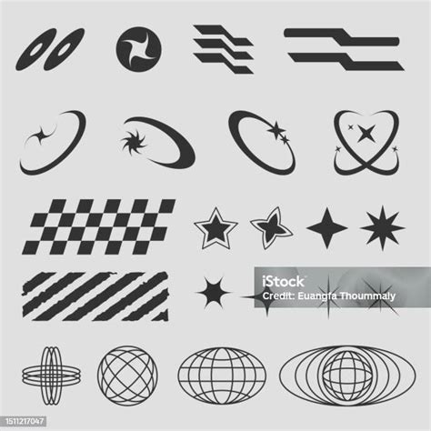 스트리트웨어 및 Y2k 요소 레트로 스타 아이콘 포스터 및 스트리트웨어 패션 디자인 벡터 세트용 지구본 요소 지구본에 대한 스톡