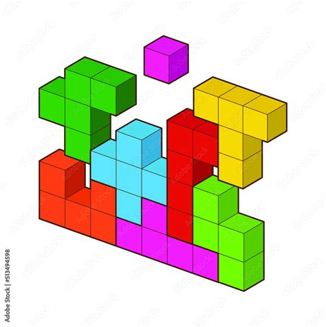 Crystal Cube 3d Building Block Set Isometric Blocks Abstract Construction From Isometric