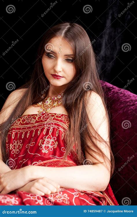 Beautiful Indian Woman With Blue Eyes Stock Image Image Of Glamour