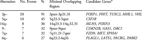 Frequent Large Copy Number Aberrations Download Table