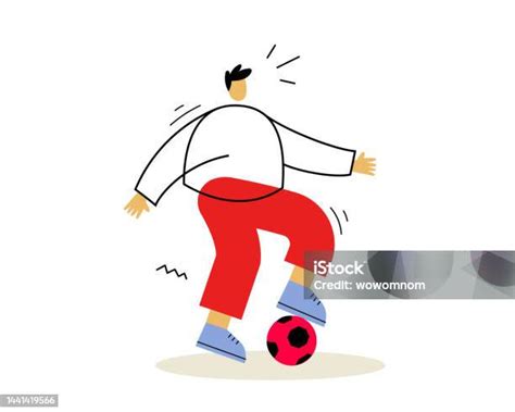 남자의 벡터 비즈니스 그림은 흰색 배경에 발로 공을 유지합니다 축구 선수 남자의 플랫 스타일 추상적인 디자인 Championship에 대한 스톡 벡터 아트 및 기타 이미지