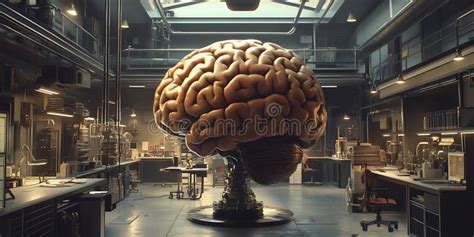 Giant Brain Anatomy Neuroscience Science Lab Background Wallpaper Stock