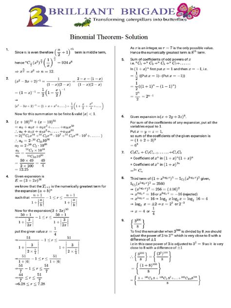 Binomial Theorem Solution Pdf