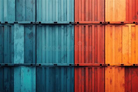 Colorful Pattern Of Stacked Blue And Orange Shipping Containers Stock Photo Image Of Storage