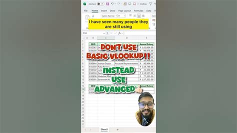 Dont Use Basic Vlookup In Excel‼️instead Use Advanced Vlookup Excel Exceltips Short