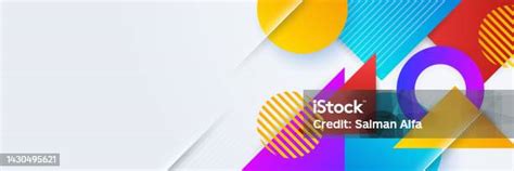 현대적인 다채로운 추상 기하학적 배너 배경 사각형 삼각형 원 및 기하학적 모양의 기술 배너 디자인 벡터 추상 그래픽 디자인 배너 패턴 배경 템플릿 0명에 대한 스톡 벡터
