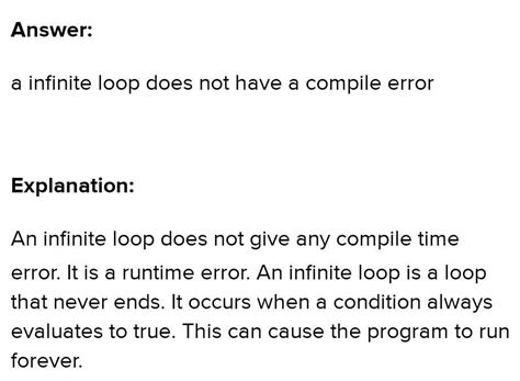 infinite loop gives which compile time error