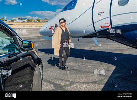 First World Problem VIP Person Waits Outside A Locked Private Jet As The Pilot Is Late Stock