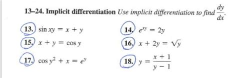 Solved Implicit Differentiation Use Implicit Chegg Com