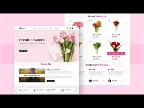 Create A Responsive E Commerce Flower Shop Website Design Using Pure