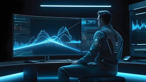Man In Front Of A Computer 3d Generation Stock Illustration