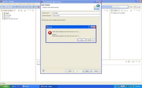 Java Failed While Installing Axis2 Core 11 In Eclipse Stack