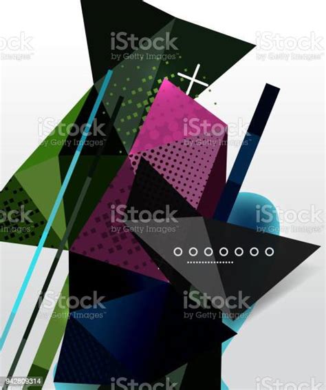 추상적인 기하학적 배경 다각형 삼각형 요소 라인과 소재 질감 홀로그램 요소 0명에 대한 스톡 벡터 아트 및 기타 이미지 0명 기하 도형 네온 Istock