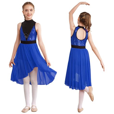 Yonghs Girls Gymnastics Ballet Lyrical Folk Dance Dress Sequin Bodice