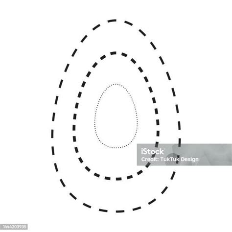 추적 타원형 기호 유치원 유치원 및 몬테소리 어린이 사전 작성 그리기 및 절단 연습 활동을 위한 점선 요소 0명에 대한 스톡