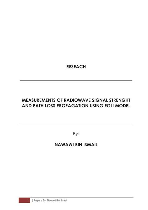 Pdf Radiowave Propagation Path Loss Measurements … Signal Strenght